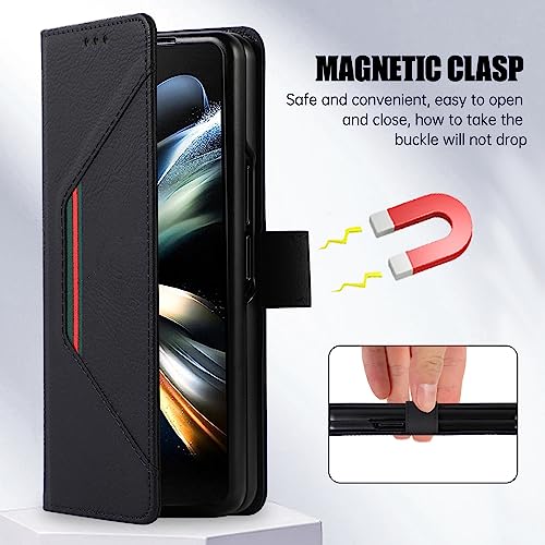 Cell Phone Flip Case Cover Kickstand Case for Samsung Galaxy Z Fold 4 5G Case,Premium PU Leather Wallet Case with Card Holder,Magnetic Closure Shockproof Case Full Body Protection Phone Cover Case ( C