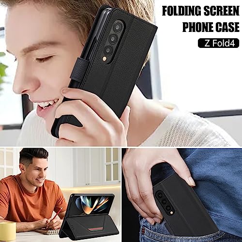 Cell Phone Flip Case Cover Kickstand Case for Samsung Galaxy Z Fold 4 5G Case,Premium PU Leather Wallet Case with Card Holder,Magnetic Closure Shockproof Case Full Body Protection Phone Cover Case ( C