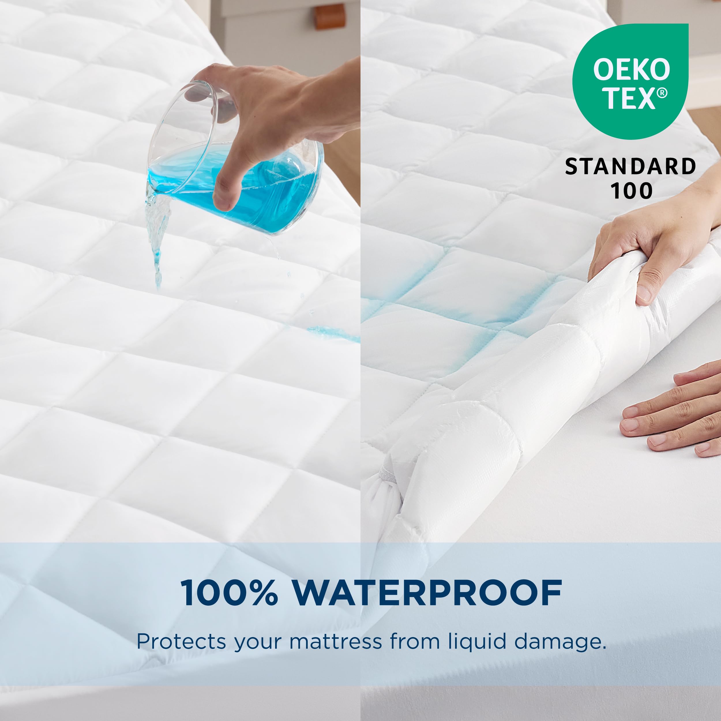 Bedsure King Mattress Protector, Quilted Waterproof Mattress Pad with Deep Pocket up to 22 Inches, Soft Breathable Noiseless Bed Cover, Topper Bed King White for Home, Bedroom, Hotel - White