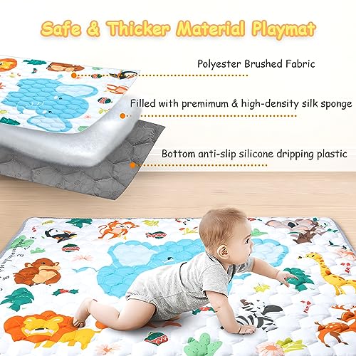 Funsland Baby Play Mat for Floor - 50x50 Kids Foldable Playmat for Babies and Toddlers