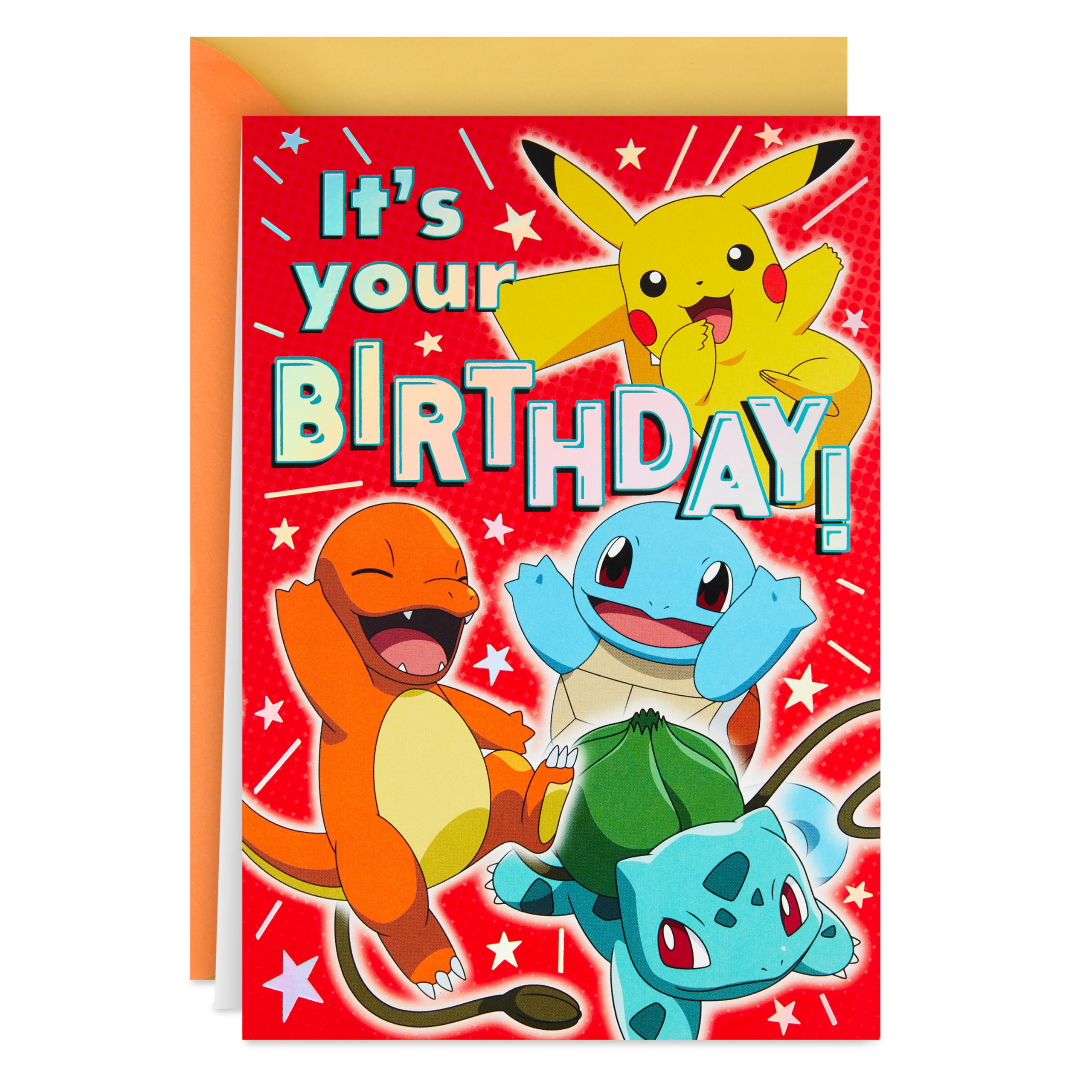 Hallmark Pokémon Pop Up Birthday Card for Kids (Pikachu, Squirtle, Charmander, Bulbasaur)