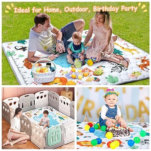 Funsland Baby Play Mat for Floor - 50x50 Kids Foldable Playmat for Babies and Toddlers