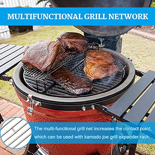 VANKEY 18’’ Half Moon Stainless Steel Cooking Grate for Kamado Joe KJ-HCG ,Large Big Green Egg Grill Grids Grates Parts,Kamado Joe Classic Reversible Griddle Accessories