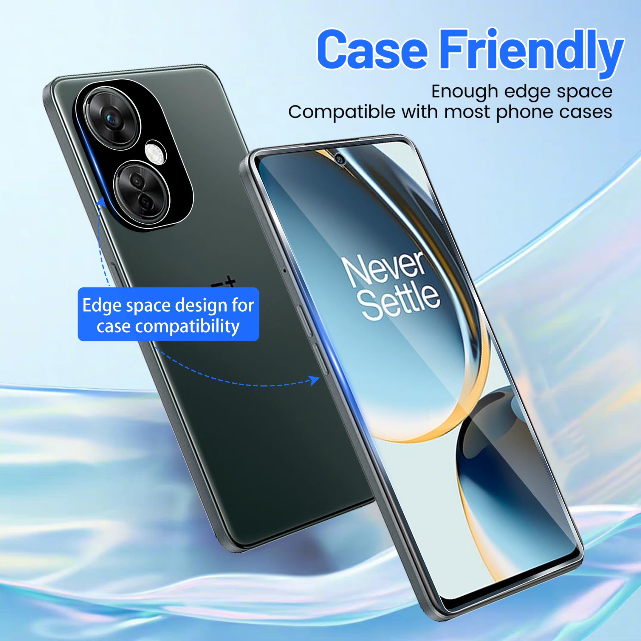 TQLGY 3 Pack Screen Protector for OnePlus Nord N30 5G with 3 Pack Camera Lens Protector, Ultra HD Tempered Glass, 9H Hardness, Anti-Scratch, Bubble Free, Easy Installation, Case Friendly