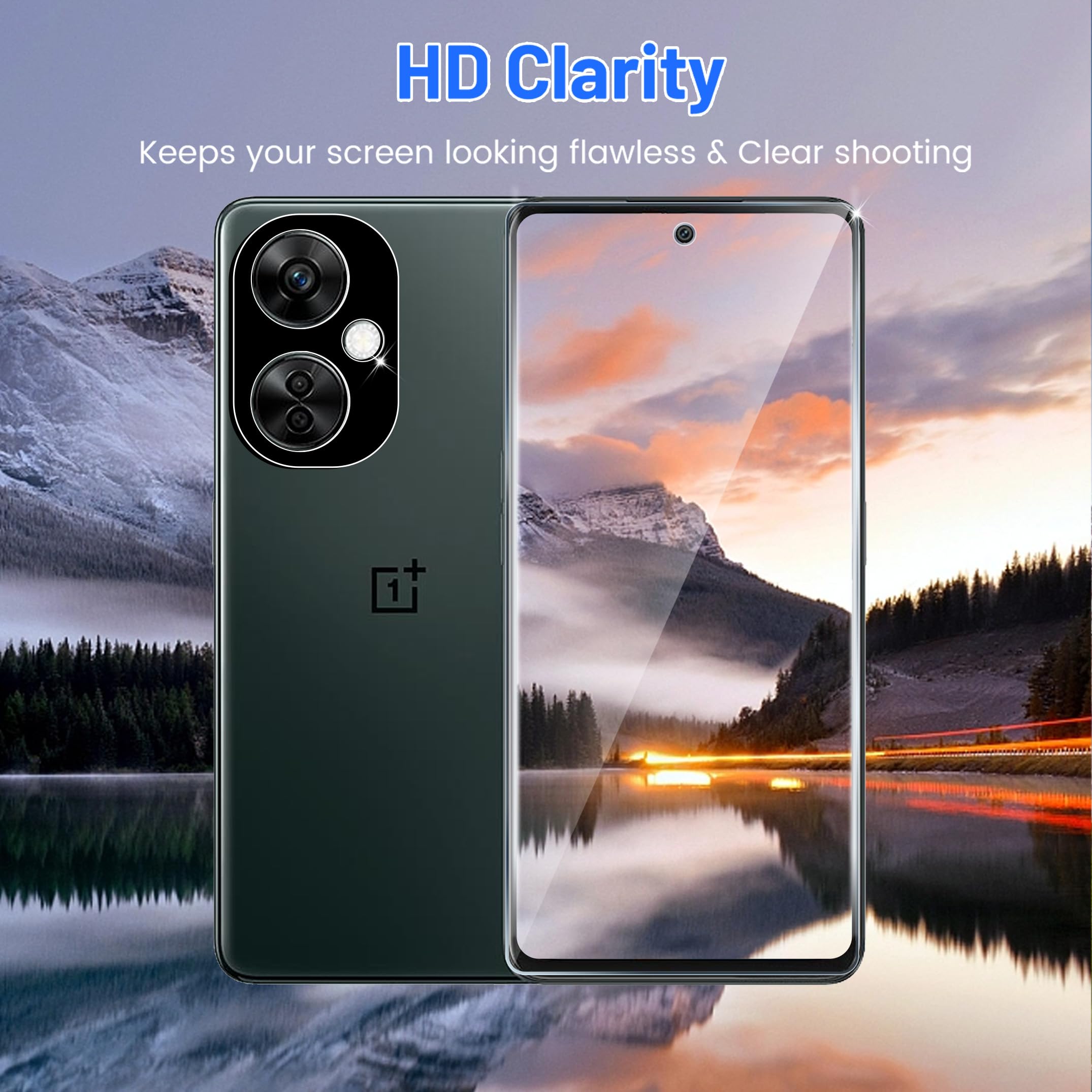 TQLGY 3 Pack Screen Protector for OnePlus Nord N30 5G with 3 Pack Camera Lens Protector, Ultra HD Tempered Glass, 9H Hardness, Anti-Scratch, Bubble Free, Easy Installation, Case Friendly