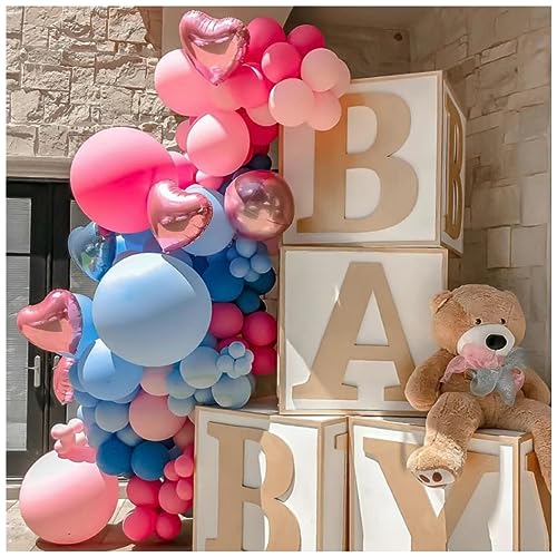 Blue Pink Balloon Garland Kit, 139Pcs Macaron Blue Hot Pink Balloon Arch Kit Latex Balloons 18/12/10/5 inch Different Sizes Balloon for Wedding Birthday Baby Shower Party Decorations