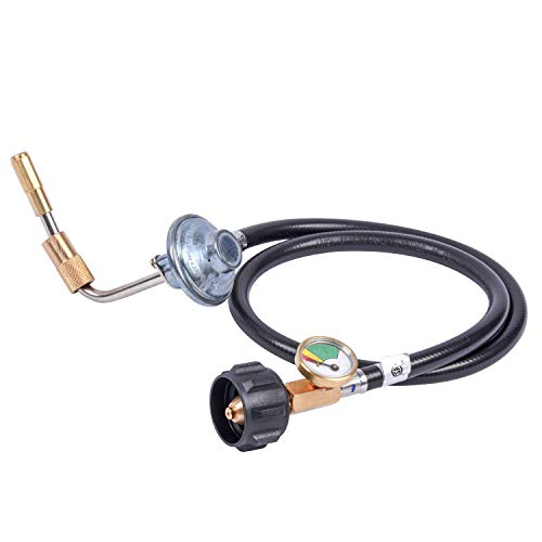 GasSaf 3 FT Propane Adapter Hose with Regulator,1 lb to 20 lb Converter Gas Regulator fit for Blackstone 17”, 22” Tabletop Griddles,Pit Boss 2 Burner Table top Gas Griddles
