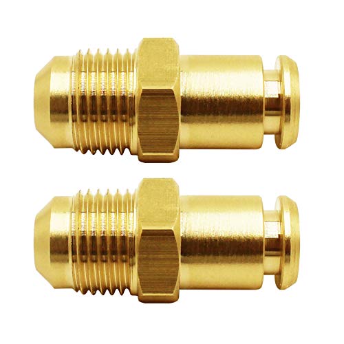 MENSI 3/8" Male Flare X 0.55" Slotted Nut Orifice Nozzle Adapter for 1lb Propane Camper Grill Convert to 20-100lbs Tank Regulator Hose 2 Packs