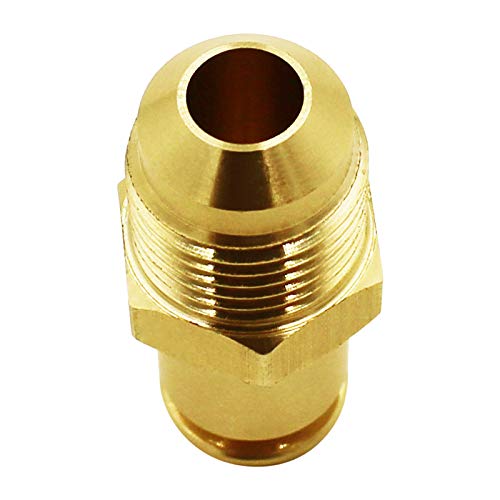 MENSI 3/8" Male Flare X 0.55" Slotted Nut Orifice Nozzle Adapter for 1lb Propane Camper Grill Convert to 20-100lbs Tank Regulator Hose 2 Packs