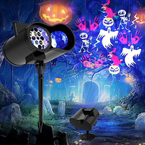 Halloween Lights Christmas Projector Outdoor LED Projection Light with Timer, 20 Slides Patterns 10 Colors Ocean Wave Indoor Outside Spotlight for Holiday House Landscape Yard Garden Party Decorations