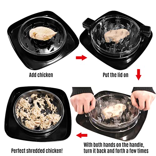 Chicken Shredder,Meat Grinder Alternative to Bear Claws Meat Shredder,Upgraded Non-Slip Larger Sharper Shark Fin Patent Design,Suitable for Pulled Pork, Beef and Chicken-Dishwasher Safe (Black)