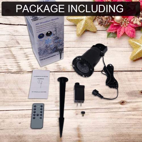Christmas Clearance White Snowflake Outdoor Projector Light Waterproof with Remote Decorative Snowfall Lighting for Xmas/Party/House