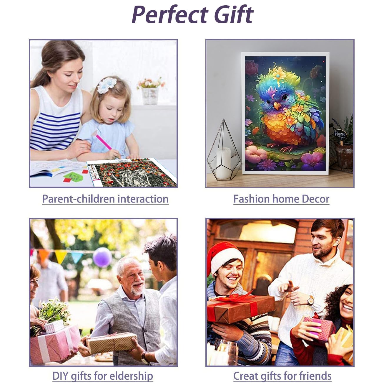 AIBOERL Diamond Painting Kits for Adults, Parrot 5D Diamond Art Kits, Full Drill DIY Crafts for Adults Home Wall Decor Gift Diamond Dots [11.8x15.7inch]