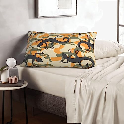 Pillowcase Rectangle Throw Pillow Case Cover Cushion 14"X20" for Sofa Couch Car Home Decor - Lizard Camouflage Camo