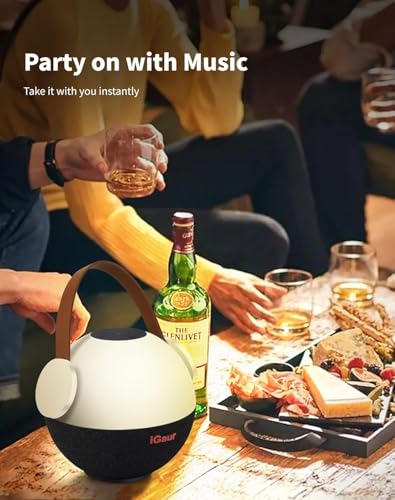 iGaur Night Light Beside Lamp: Touch Lamp with Wireless Charger Nightstand Music Desk Lamp - 5 in 1 Portable Bluetooth Speaker, Wireless Charging Lamp, Gifts for Kids Bedroom Office