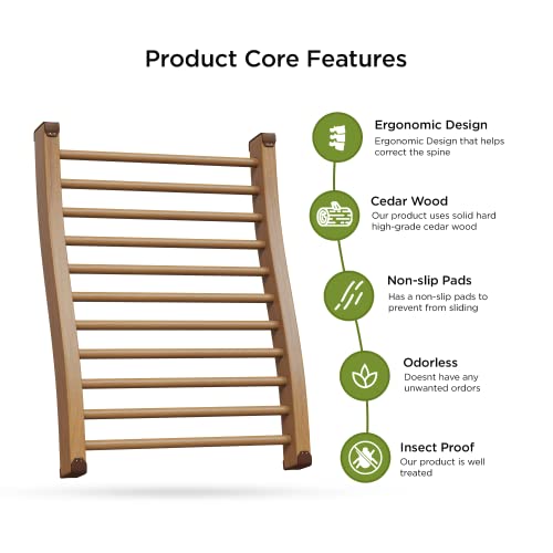 Northwood Sauna Backrest - Handmade from Canadian Red Cedar Wood - Comfortable S-Shape with Anti-Slip Pads