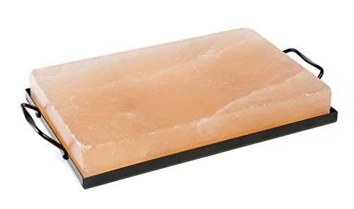 Charcoal Companion CC6064 Himalayan Salt Plate & Holder Set, 12" x 8" x 1.5", Black