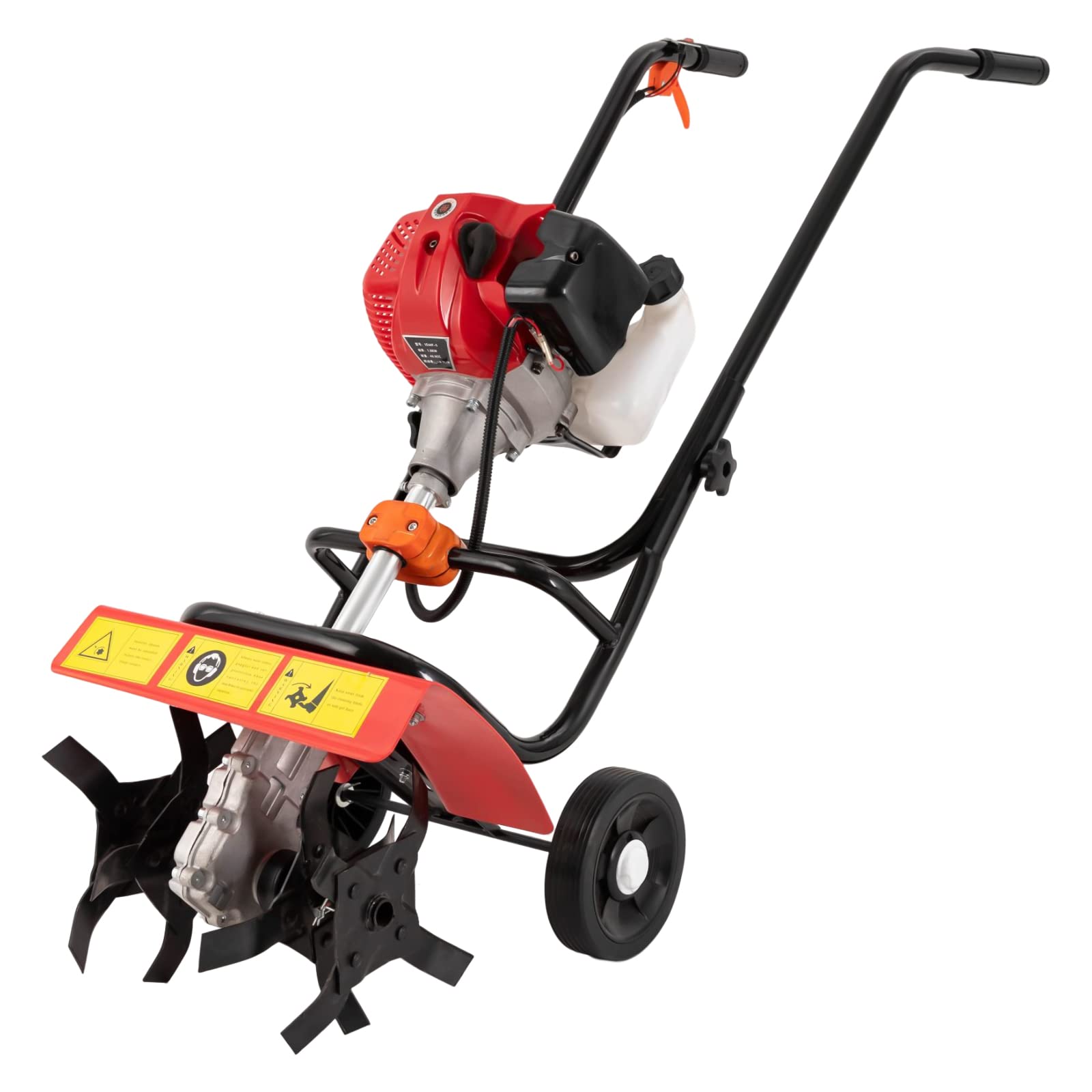 LYNICESHOP 52cc 2-Stroke Gas Power Cultivator Tilling Rototiller, Garden Farmyard Tiller Mini Tiller Cultivator, Adjustable Tilling Width Up to 14.17'', Tilling Depth Up to 3.94'' for Lawn, Garden