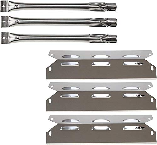 Outdoor Bazaar Set of 3 Stainless Steel Burners and 3 Heat Plates for Kenmore 146.23678310, Kenmore 146.23679310, Kenmore 640-05057371-6, Kenmore 640-05057373-6