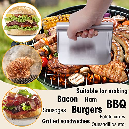 Aigrettei Burger Press - Heavy Duty Smooth Stainless Steel Hamburger Presser for Grill, Griddle, Patty, Bacon, Ham & Grilled Sandwich - Non-Stick & Dishwasher Safe, Grilling Accessories - 5.5x5.5