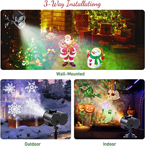 Christmas Projector Lights Outdoor Waterproof: Snowflake Holiday Projector Light with Remote Control - 26 HD Effects (3D Ocean Wave&Patterns) Projector Light for Xmas Holiday Party Garden Decorations