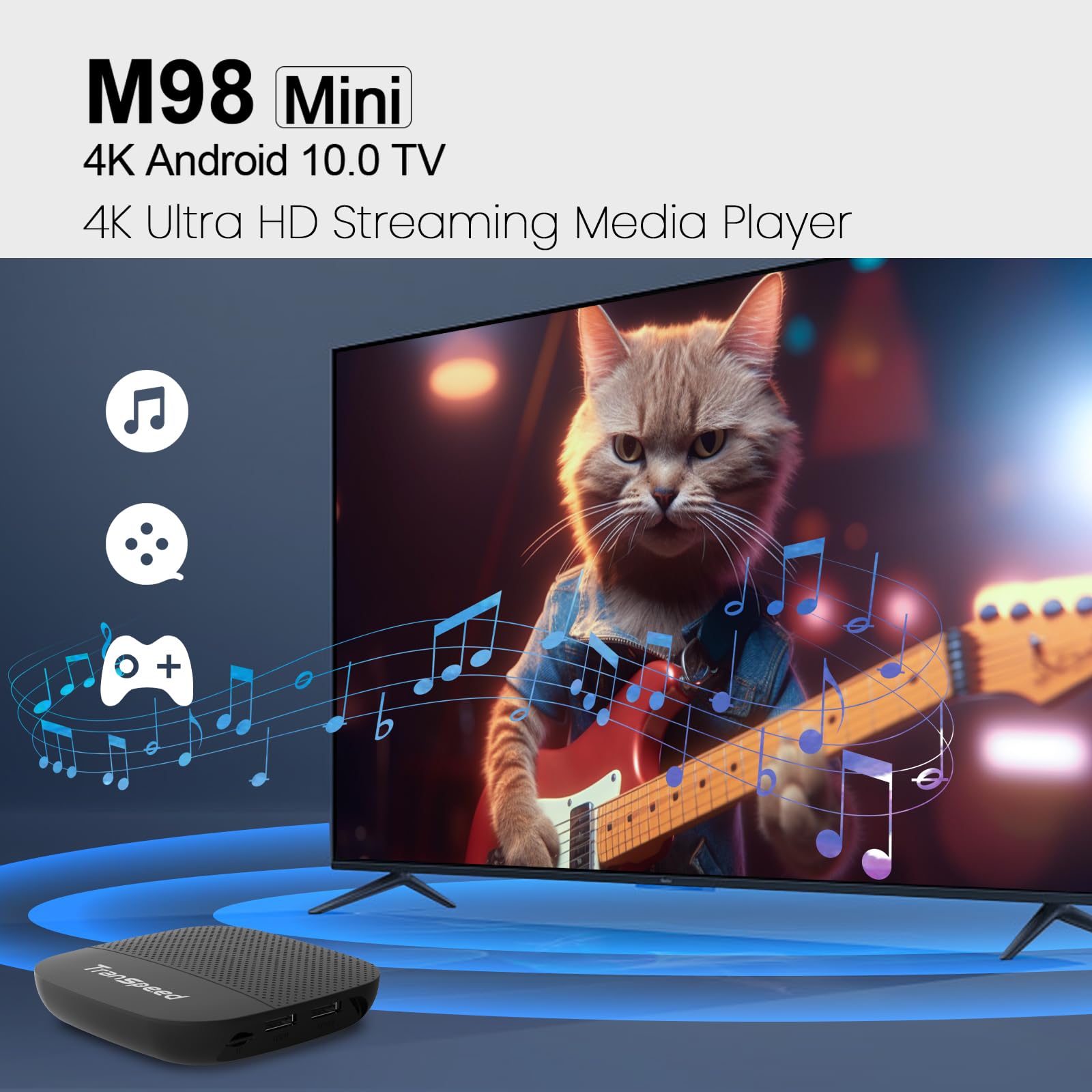 Android 10 TV Box 2G RAM 16G ROM Allwinner H313 with ATV, BT 5.0 Quad-Core 64 Bits 4K UHD H.265 Ethernet LAN TV Box