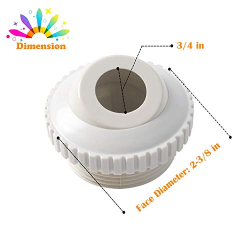 Podoy 3/4" Directional Flow Eyeball Inlet Jet for compatible with Hayward SP1419D with 1-1/2" MIP Threa White Opening Hydrostream Return Jet Replacement Part (5 Pack, Beige)