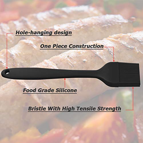 KitsKap Silicone Basting Brush 2 Pcs Pastry Brush for Oil, BBQ, Grill Barbecue Sauce Baking Brushes (Black)