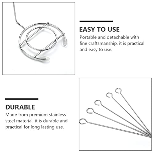 Hemoton 2 Sets BBQ Skewer Set Brazilian Barbecue Skewer Stand Stainless Steel Barbecue Skewers Holder Stand Rack for Chicken Sausage Meat