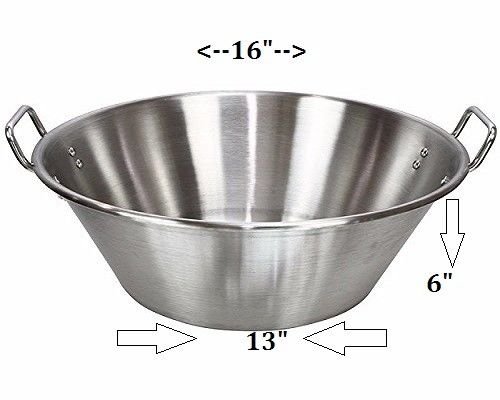 always-quality Cazo para Carnitas 16" Stainless Steel Heavy Duty Acero Inoxidable Wok comal Fry Mexican Style