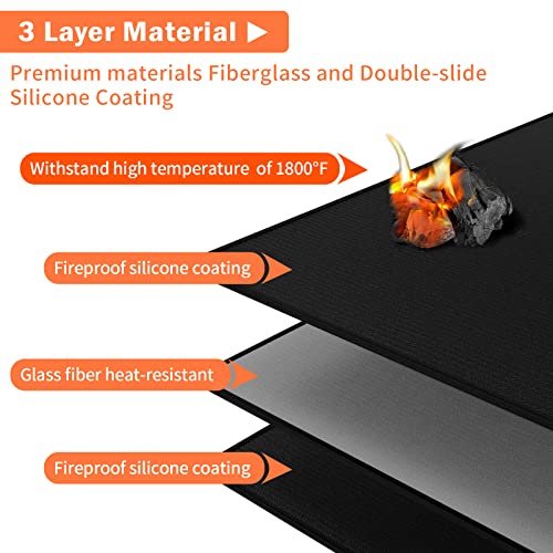 60*42 Under Grill Mats for Outdoor Grill Deck Protector, Double-Sided Fireproof Deck and Patio Protective Mat, BBQ Mat for Under BBQ, Oil-proof Mat for Gas Grills, Waterproof Grill Floor Pads