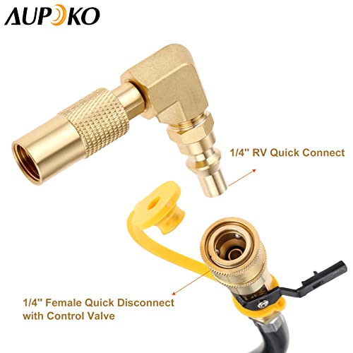 1/4 inch RV Quick Connect Adapter Conversion Fitting Elbow, Low Pressure 90 Degree Elbow Adapter Fitting for Blackstone Tabletop Grill 17 Inch and 22 Inch Propane Gas Camping Grill