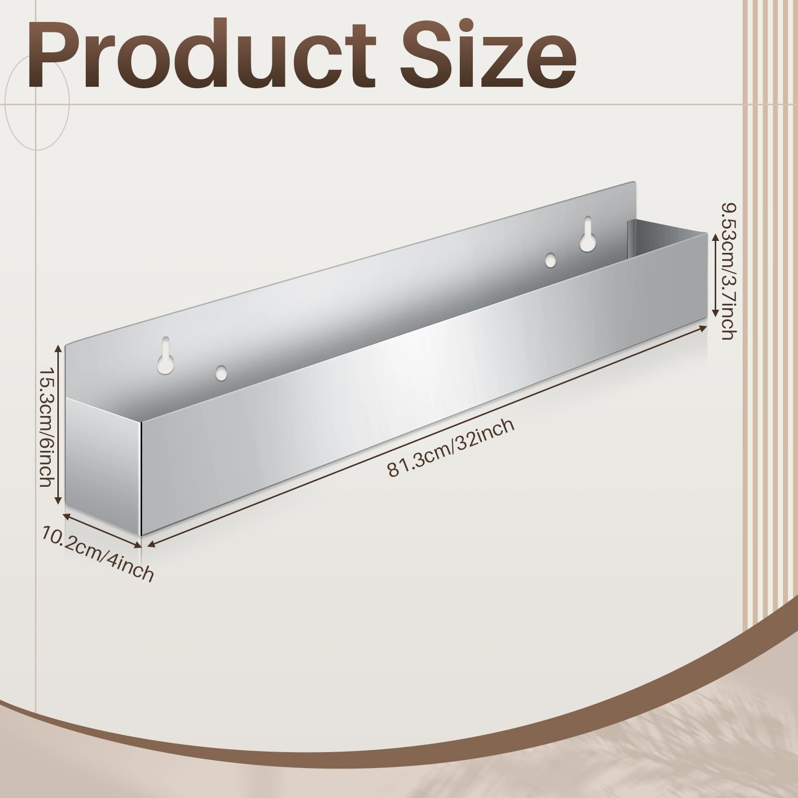 Tanlade 2 Pieces 32 Inch Single Speed Rail Stainless Steel Liquor Bottle Holder Wall Mounted Spray Bottle Rack Drink Rail Shelf for Bars, Silver