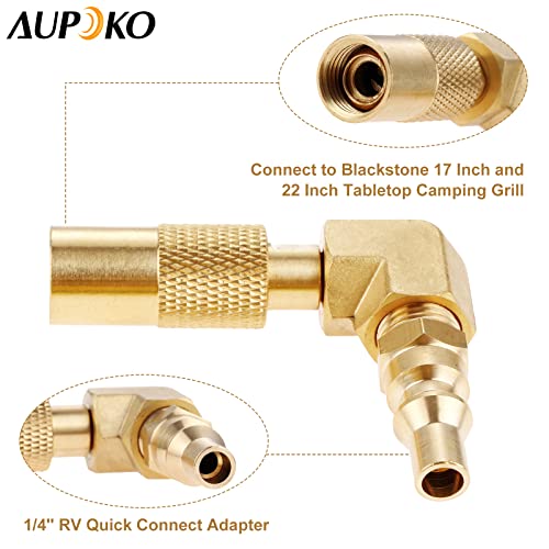 1/4 inch RV Quick Connect Adapter Conversion Fitting Elbow, Low Pressure 90 Degree Elbow Adapter Fitting for Blackstone Tabletop Grill 17 Inch and 22 Inch Propane Gas Camping Grill