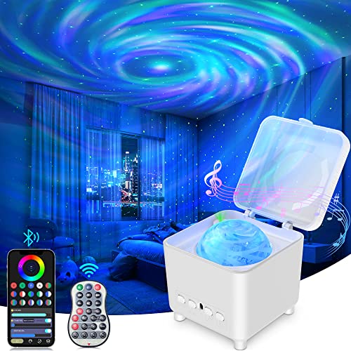 Star Projector, Galaxy Light with Bluetooth Speaker & Remote Control, 15 Colors Night Light Projector for Kids Adults Bedroom, Room, Home Theater, Ceiling, Room Decor- White