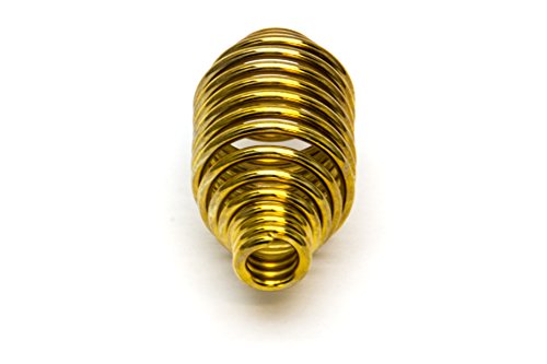 Spring Stove Handle, Brass Finish, Tapered at one end. Max Diameter: 1-1/4", Length: 2-1/2", Fits 3/8" Rod. for use with BBQ Grills, Smokers, Furnaces, Coal/Wood/Pellet Stoves, Boilers.