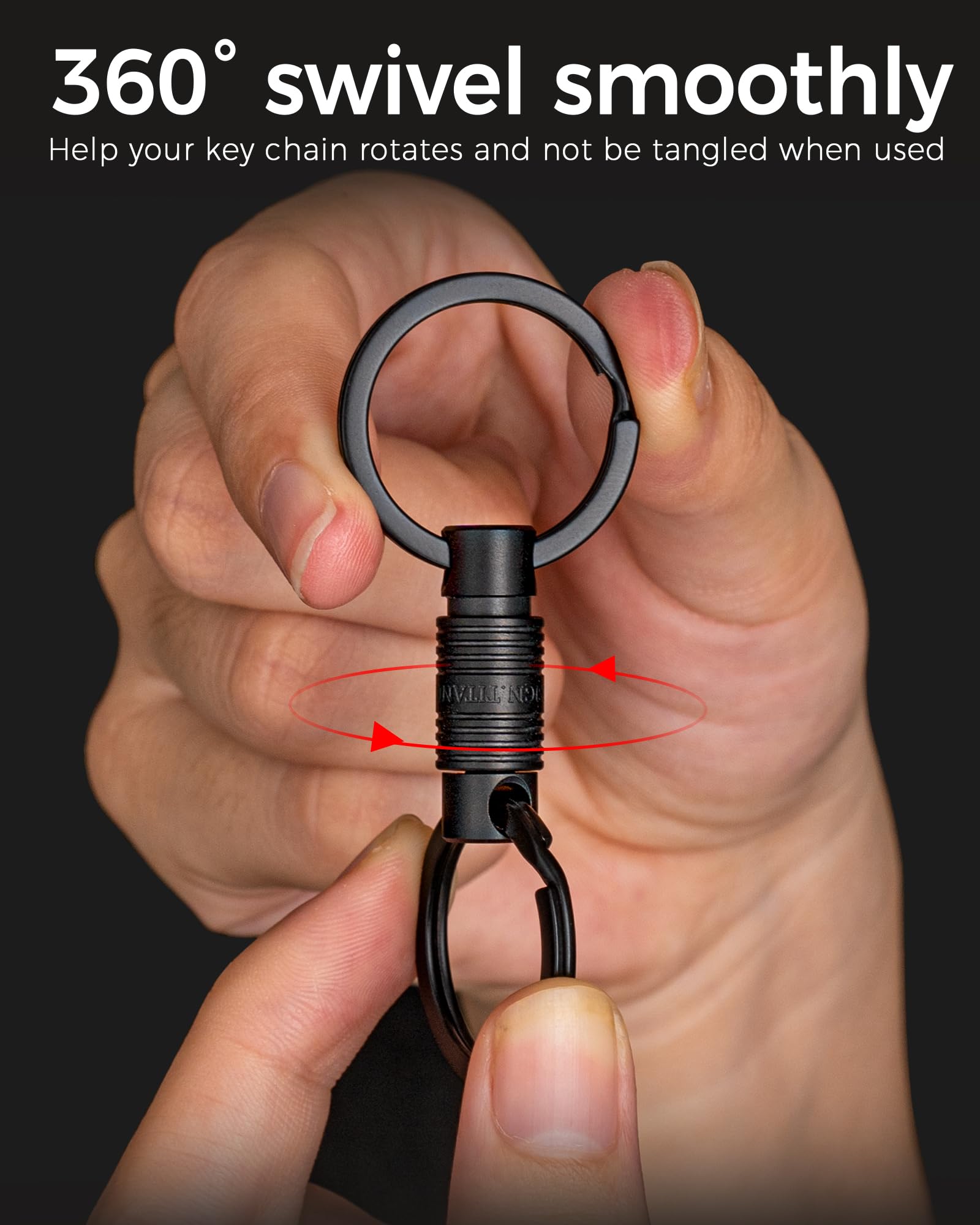 FEGVE Titanium Quick Release Keychain, Rotatable Pull Apart Key Chain, Detachable Key Rings for Men Women (Black detachable keychain 1 pack)