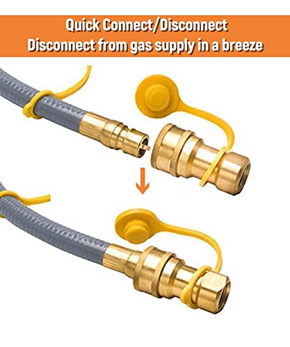 GASPRO 3/8-Inch Natural Gas Quick Connect Hose, Propane to Natural Gas Conversion Kit for Grill, Smoker, Fire Pit, Patio Heater and More, 12 Feet and 24 Feet, 2 Pack