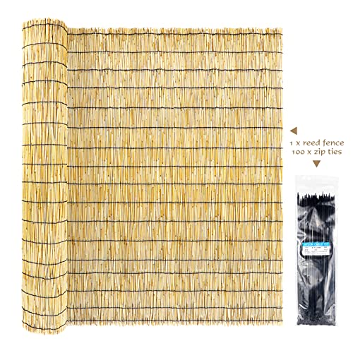 Tgzwme Natural Reed Fence Roller Blind,6FT X 16.4FT Bamboo Fencing Privacy Reed Screening for Outdoor, Gallery, Restaurant, Hotel, Patio