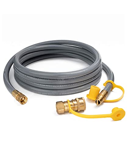 GASPRO 3/8-Inch Natural Gas Quick Connect Hose, Propane to Natural Gas Conversion Kit for Grill, Smoker, Fire Pit, Patio Heater and More, 12 Feet and 24 Feet, 2 Pack