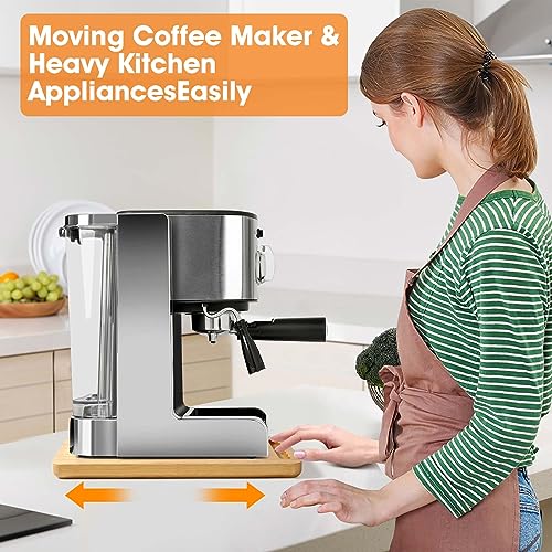 Bamboo Sliding Tray for Heavy Kitchen Appliances -Counter Slider for Stand Mixer, Air Fryer, Coffee Maker, Espresso Machine, Slides Easily from under the Cabinet (Medium - Long (9.5” X 14”))