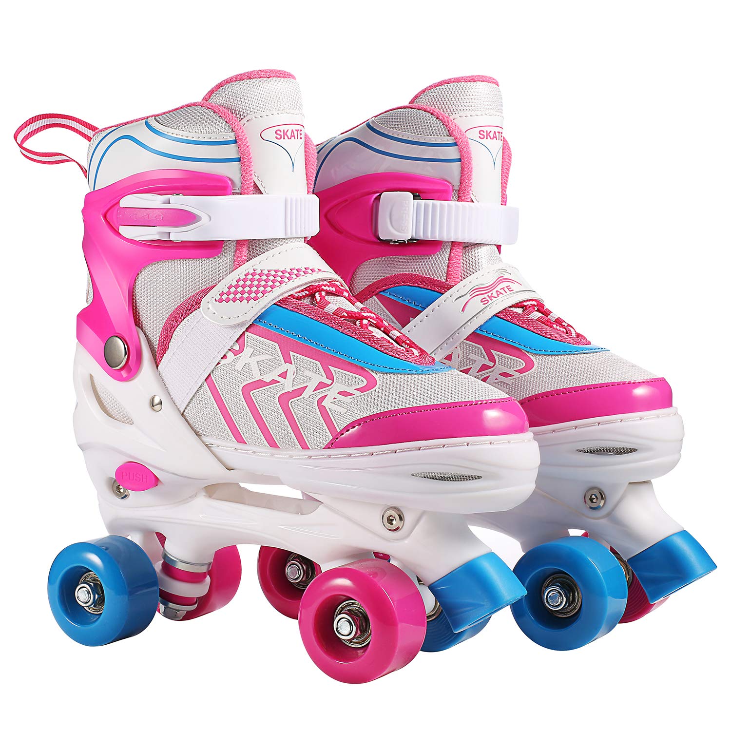 Hikole Roller Skates for Boys Girls Ages 6-12,Kids Rollerskates for Beginner Toldder with 4 Size Adjust,PVE Wheel,Triple Lock and Breathable Mesh Size M (2-5)