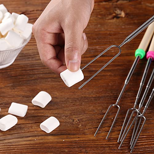 UNCO- Marshmallow Roasting Sticks, 5 Pack, 32”, Extendable Stainless Steel Smores Sticks, Campfire Sticks, Marshmallow Sticks, Hot Dog Sticks for Campfire, Roasting Sticks for Fire Pit, Smores Skewers