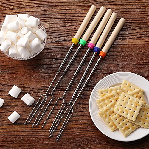 UNCO- Marshmallow Roasting Sticks, 5 Pack, 32”, Extendable Stainless Steel Smores Sticks, Campfire Sticks, Marshmallow Sticks, Hot Dog Sticks for Campfire, Roasting Sticks for Fire Pit, Smores Skewers