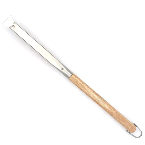 Mauncode 21 Inch Pizza Stone Brush with Scraper - Perfect Cleaning Tool for Outdoor Portable Pizza Oven, with Wood Handle & Brass Bristles