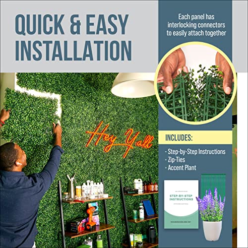 CREATIVE SPACE Grass Wall Panels Artificial Plants Wedding Backdrop 12 PCS 20 x 20 Inch Boxwood Panels Privacy Hedge Screen for Indoor Outdoor Garden Wall Decor Bedroom