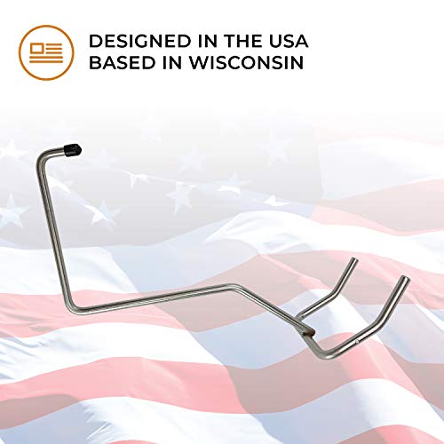 Kick Ash Basket Barbecue Grill Grate Lifter Tool with Table Hook and Handle for Charcoal and Gas Grills and Smokers, BBQ Grill Rack Lifter for Steel and Cast Iron Grill Grates, Stainless Steel