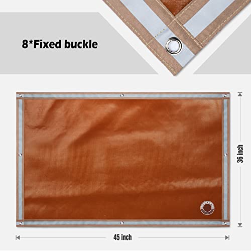 OutdoorMaster Fire Pit Mat Upgrade Insulation Cotton 5-Layer Design |36" x 45"| Grill Mat/Fireproof Mat/BBQ Pad/Ember Mat 2-in-1 Fireproof Fabric Protect Wood, Lawn Fireproof Pad for Outdoor-Brown,M