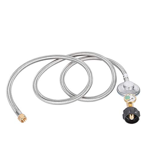 GasSaf 6FT Propane Hose Regulator with Gauge,QCC1 Connection for Most LP Gas Grill, Heater and Fire Pit Table,3/8" Female Flare Nut