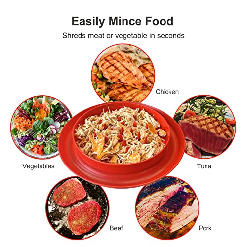 Chicken Shredder, ShredMachine with Knobs and Non-slip Base for Shredding Pulled Pork, Chicken, Vegetable and Beef (red)